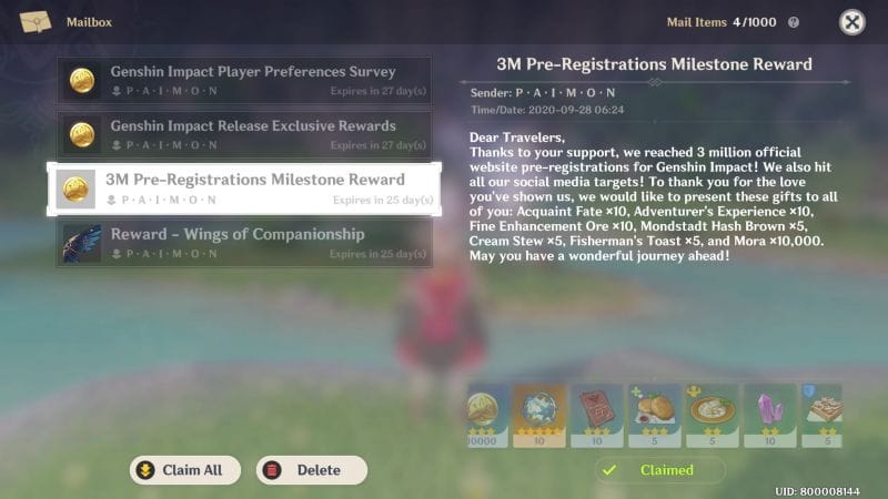Genshin Impact: How to claim pre-registration, release exclusive, and ...