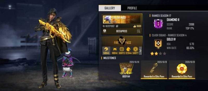 Sultan Proslo's (Dyland Pros) real name, Free Fire ID, rank, stats, and ...