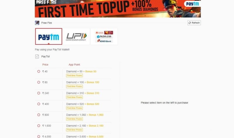 How to top-up Free Fire diamonds from Games Kharido and Codashop in ...