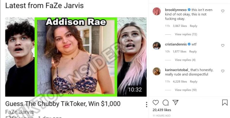 "Disgusting": Faze Jarvis slammed for body-shaming Addison Rae via ...