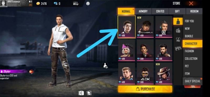 How to get the new Skyler character and his bundle in Free Fire