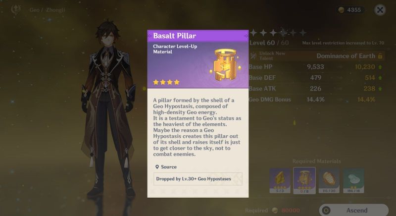 Genshin Impact: Zhongli's ascension materials and talent level-up ...