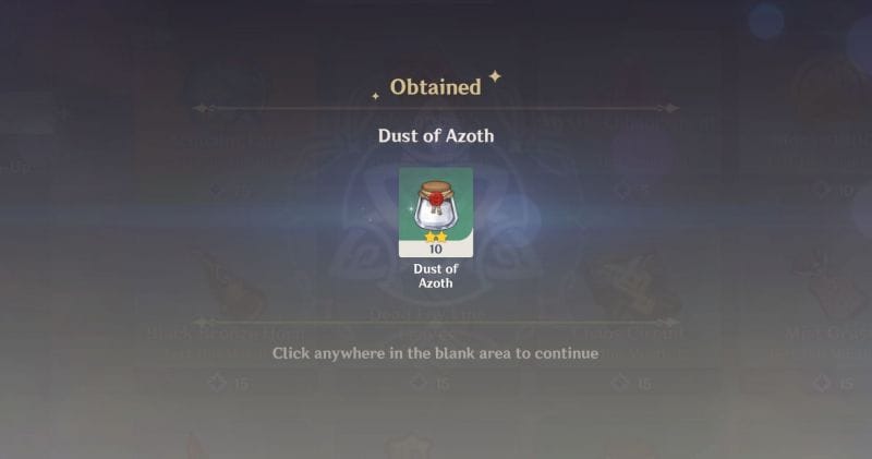 What is the use of the Dust of Azoth in Genshin Impact?