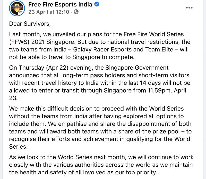 Garena announces new music theme for Free Fire World Series 2021 Garena announces new music theme for Free Fire World Series 2021