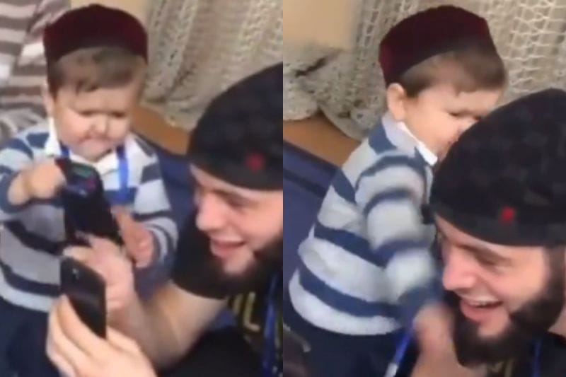 What was the first video that made 'Mini Khabib' Hasbulla go viral?