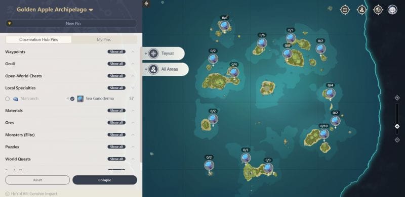 All Sea Ganoderma locations in Genshin Impact