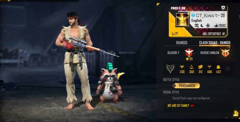 GT King (Gaming Tamizhan) Free Fire ID, stats, K/D ratio, total income ...