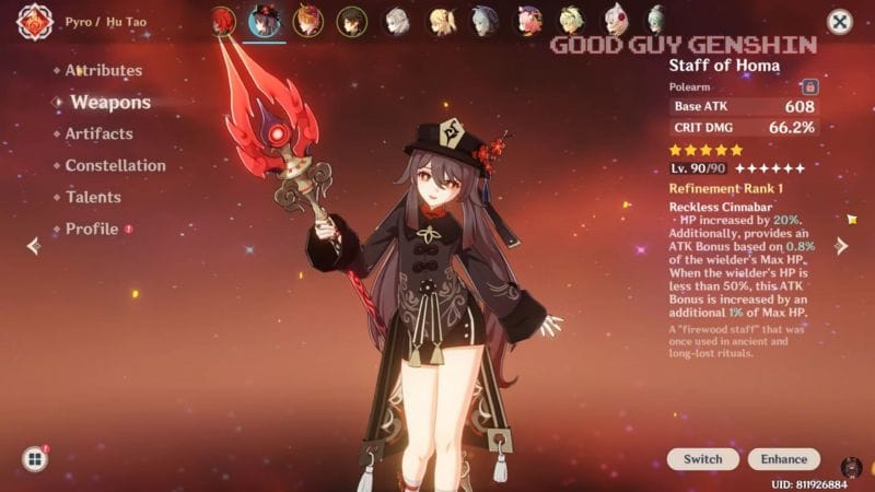 Best DPS build for Hu Tao in Genshin Impact