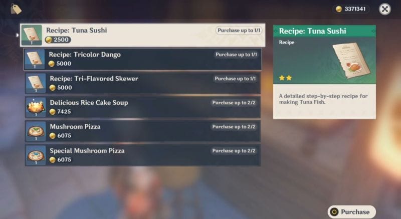 All 18 recipes and their locations in Genshin Impact 2.0 Inazuma update