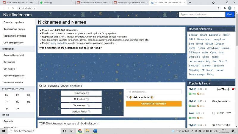 30 best Free Fire names with unique fonts and symbols