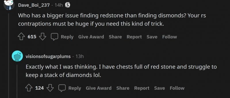 Minecraft Redditor discovers a method to find redstone based on the ...