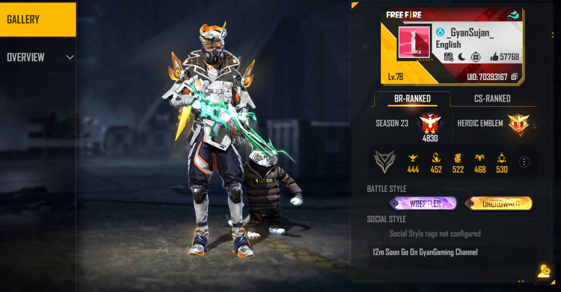 Gyan Sujan's Free Fire ID details: Stats, headshots percentage, YouTube ...