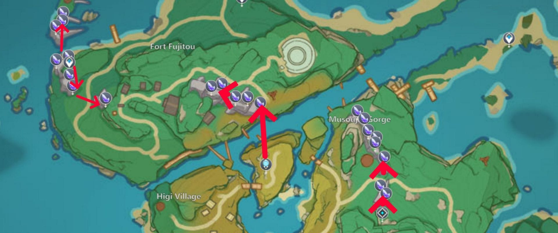 All Crystal Marrow locations in Genshin Impact: Inazuma map with ...