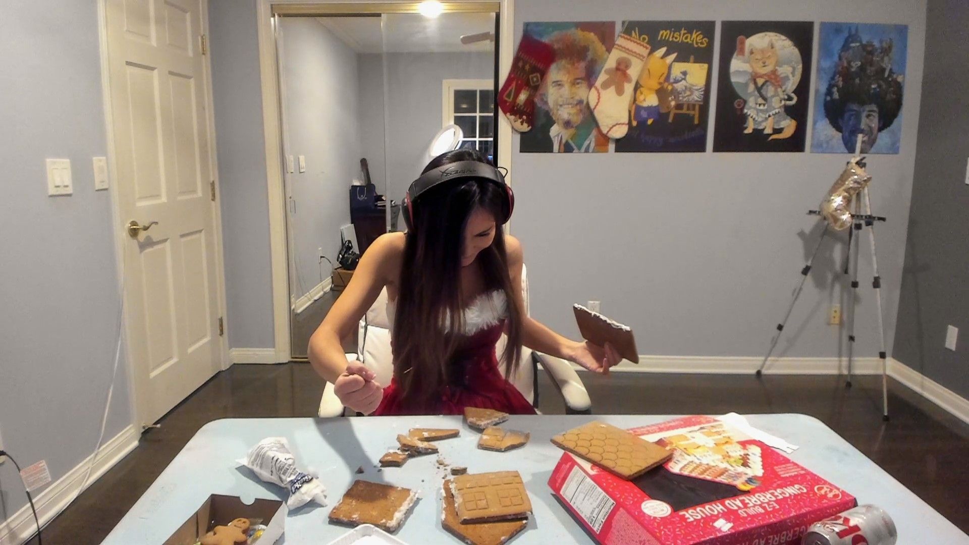 "I cannot": Twitch streamer Waterlynn comically slams gingerbread house ...