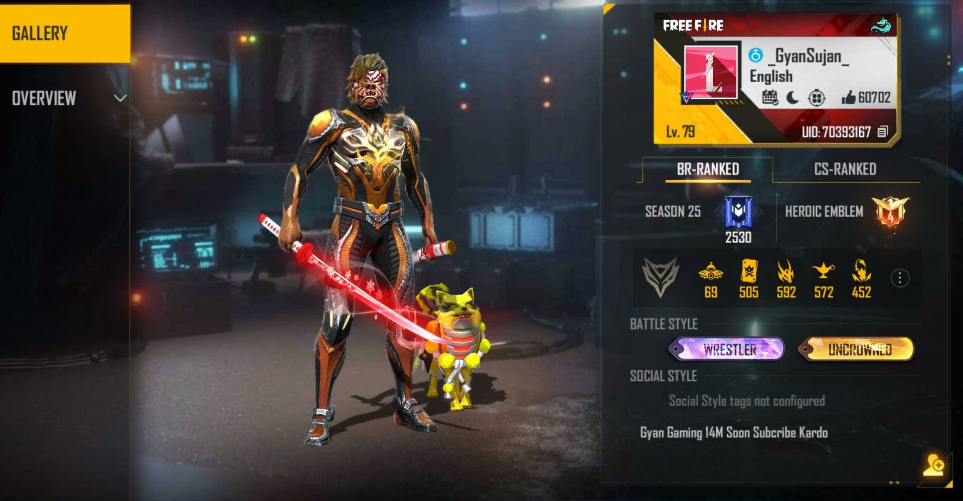 GyanSujan’s Free Fire ID number, monthly earnings, stats and more