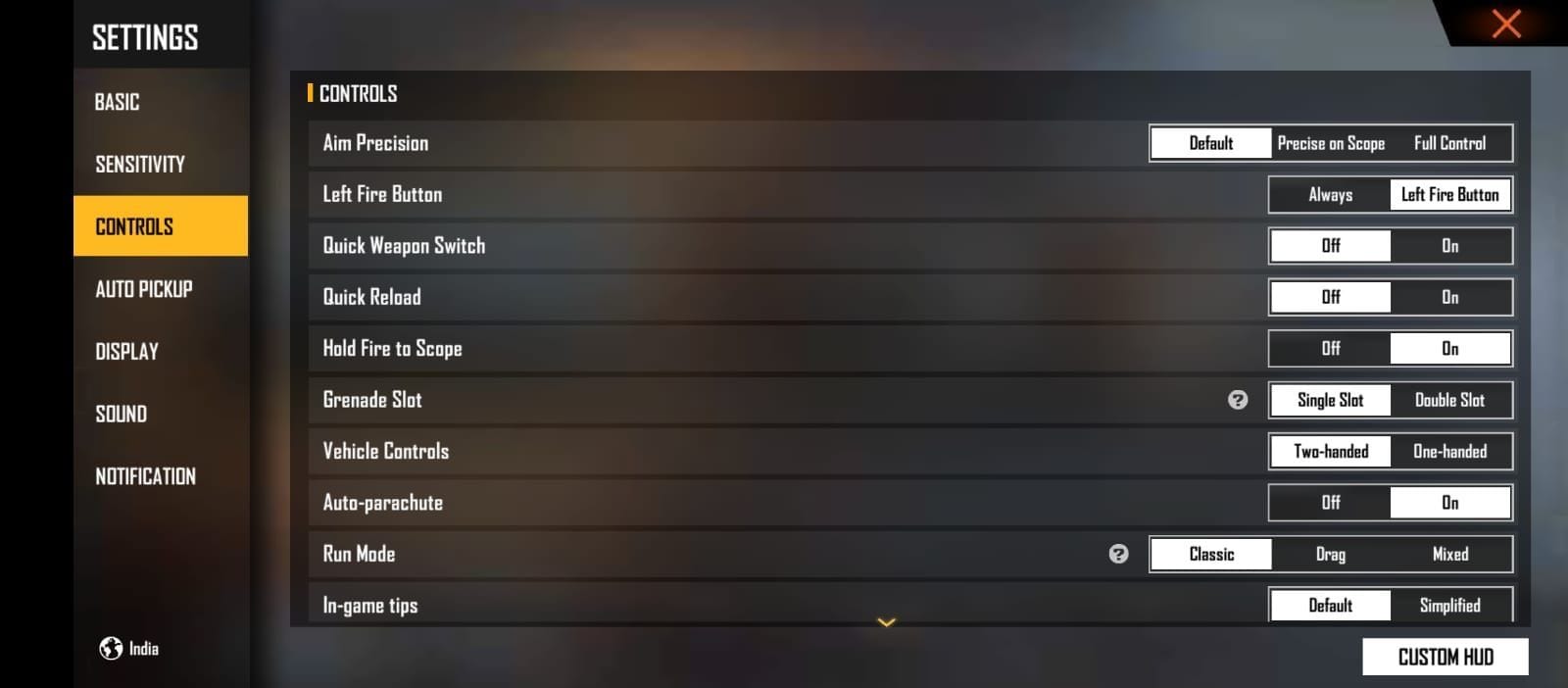 How to set a Custom HUD in Free Fire MAX