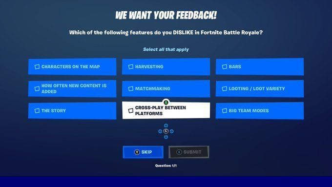 Fortnite survey pops on player's screen at the worst possible time
