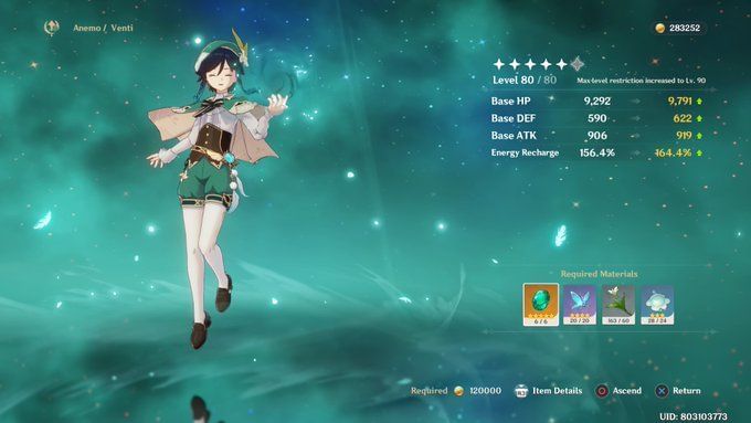 Genshin Impact Venti rerun release date and ascension materials guide