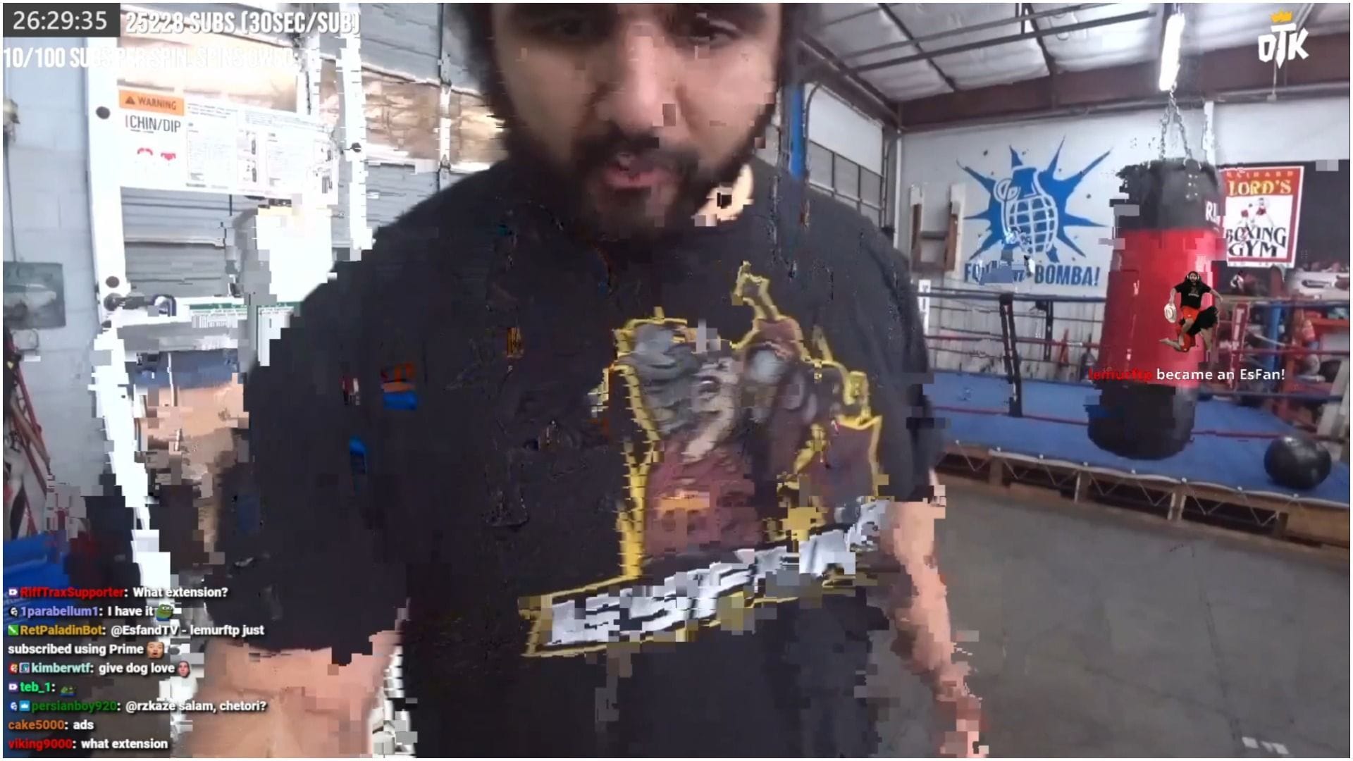 Esfand's workout stream hilariously glitches out