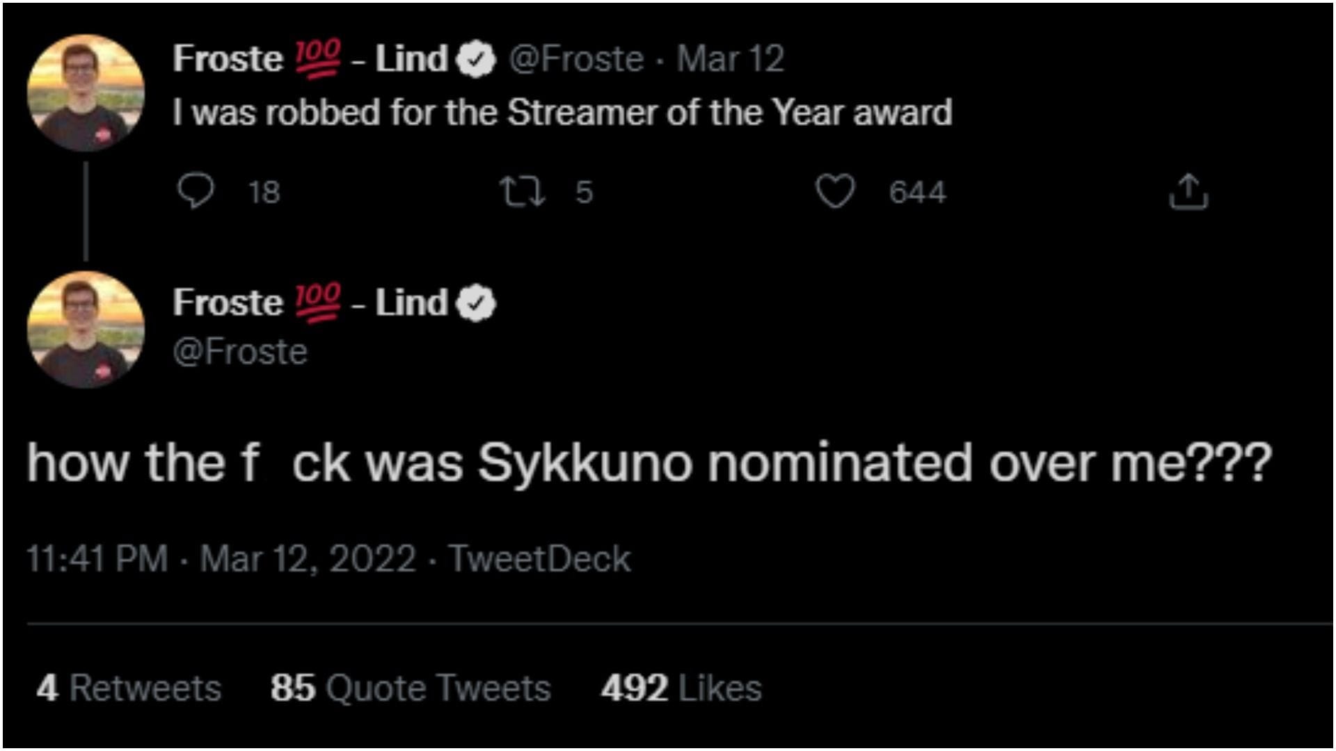 Streamer Froste reveals issues with stalker stans