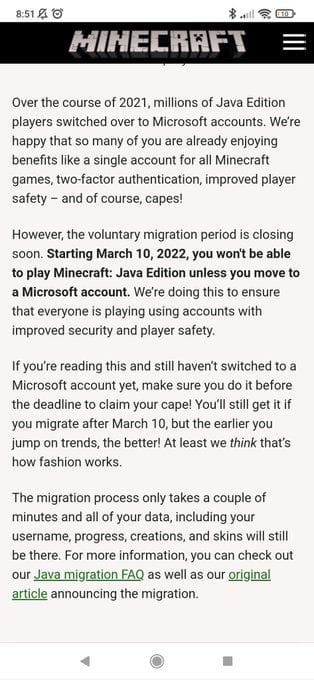 How to complete mandatory migration in Minecraft Java Edition (March 2022)