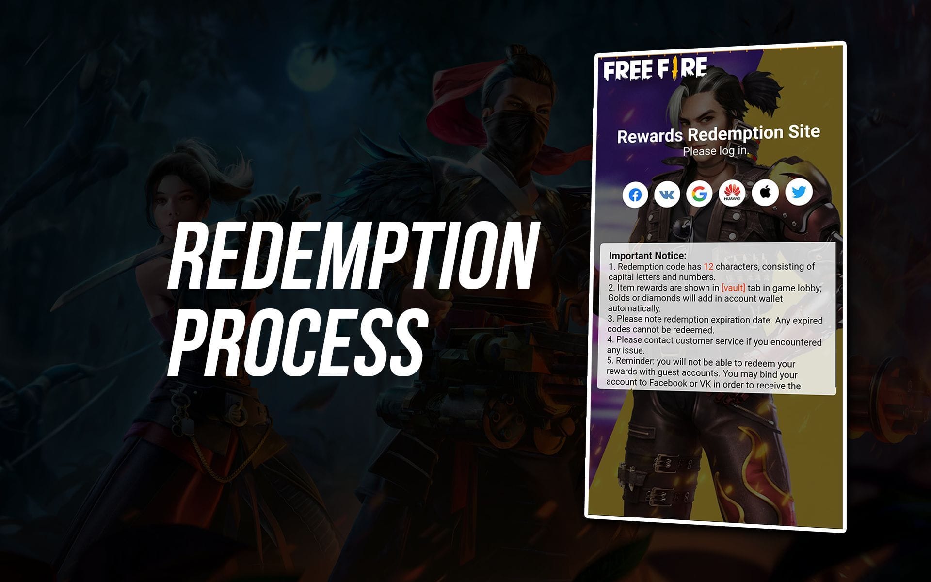 Garena Free Fire redeem codes redemption process: Free rewards, website ...