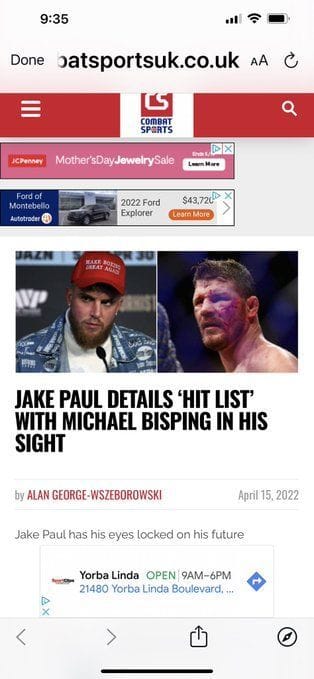 Jake Paul vs. Michael Bisping: Height, weight and reach comparison