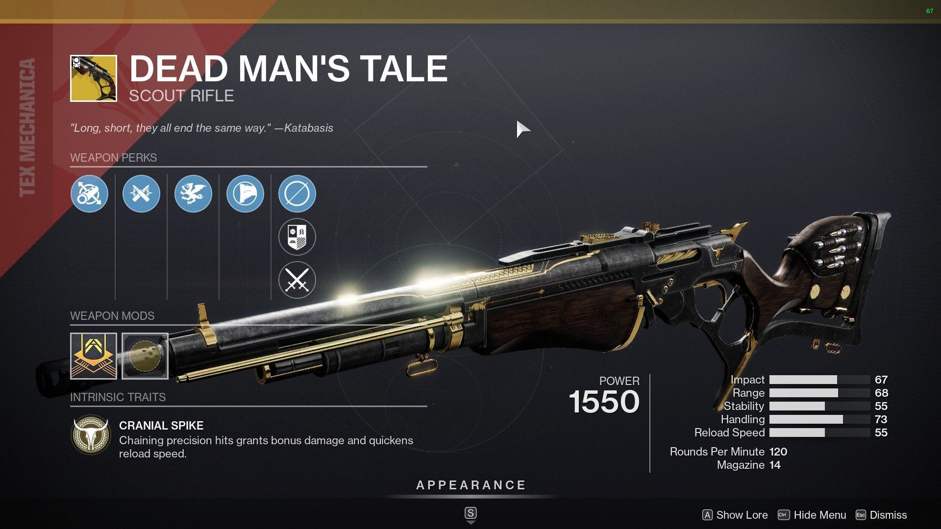Xur is selling a god roll Dead Man's Tale in Destiny 2 right now (April 15)
