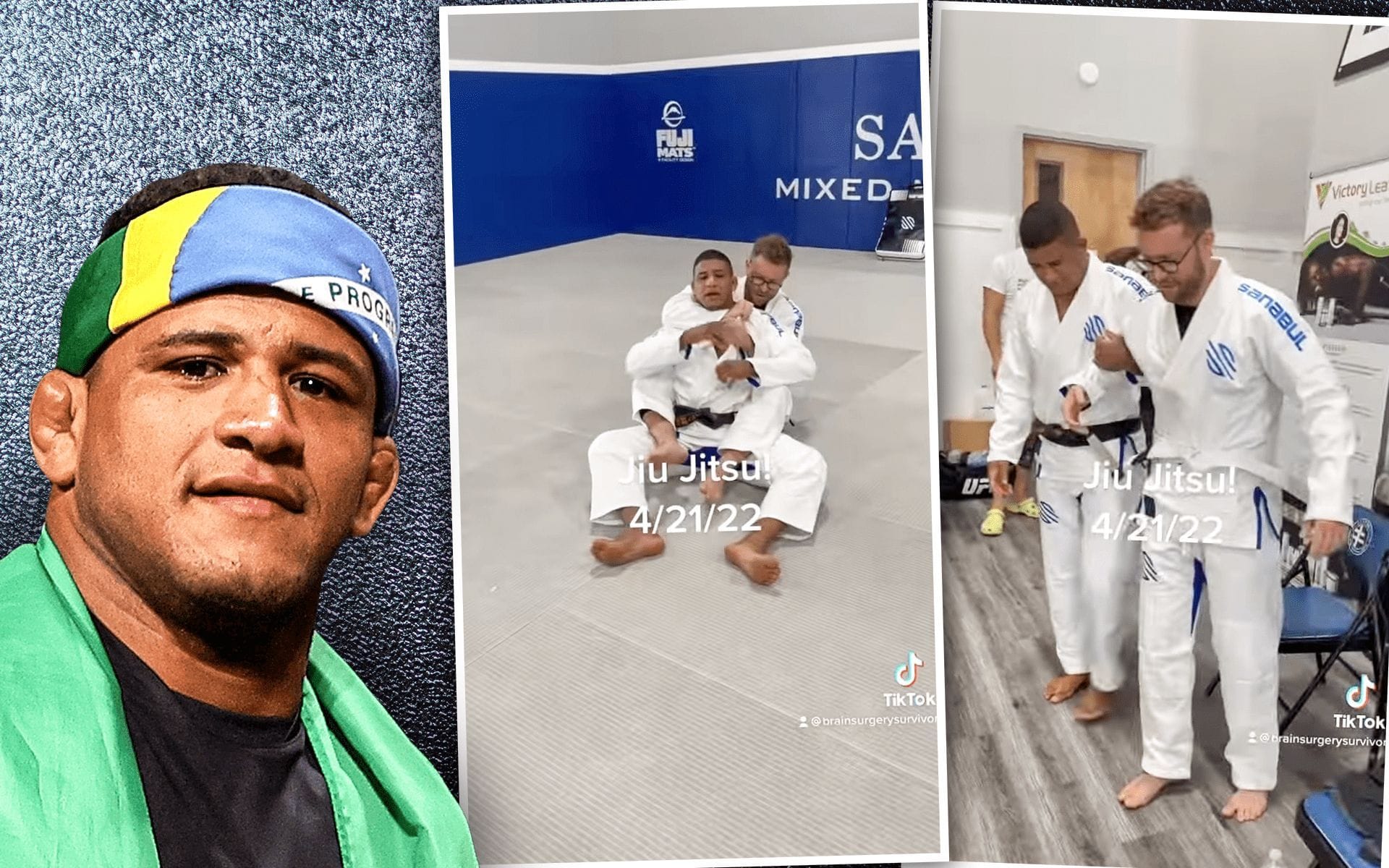 Watch: Gilbert Burns helps brain surgery survivor back to jiu-jitsu ...
