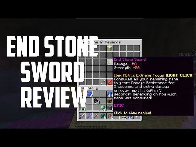 How to make an end stone sword in Minecraft Hypixel Skyblock