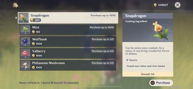 Top 5 locations to find Snapdragon in Genshin Impact