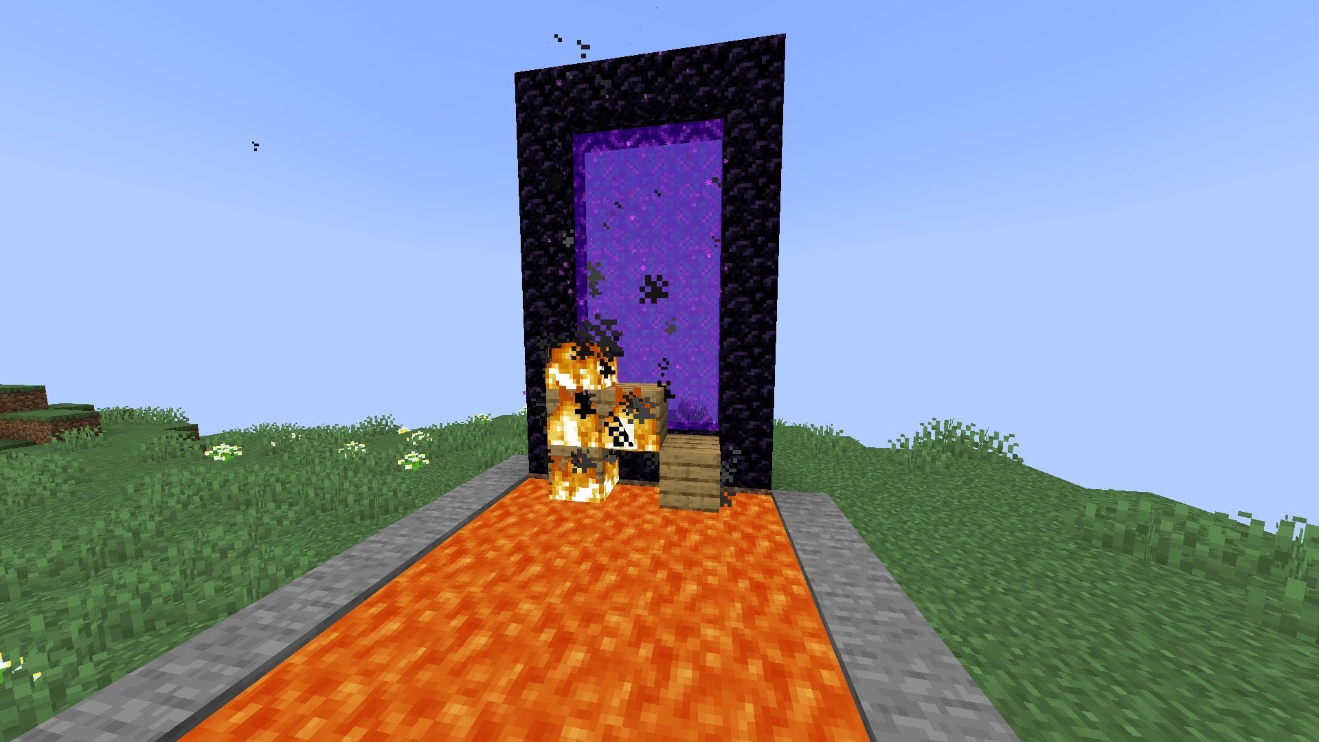 How to light a nether portal with no flint and steel in Minecraft