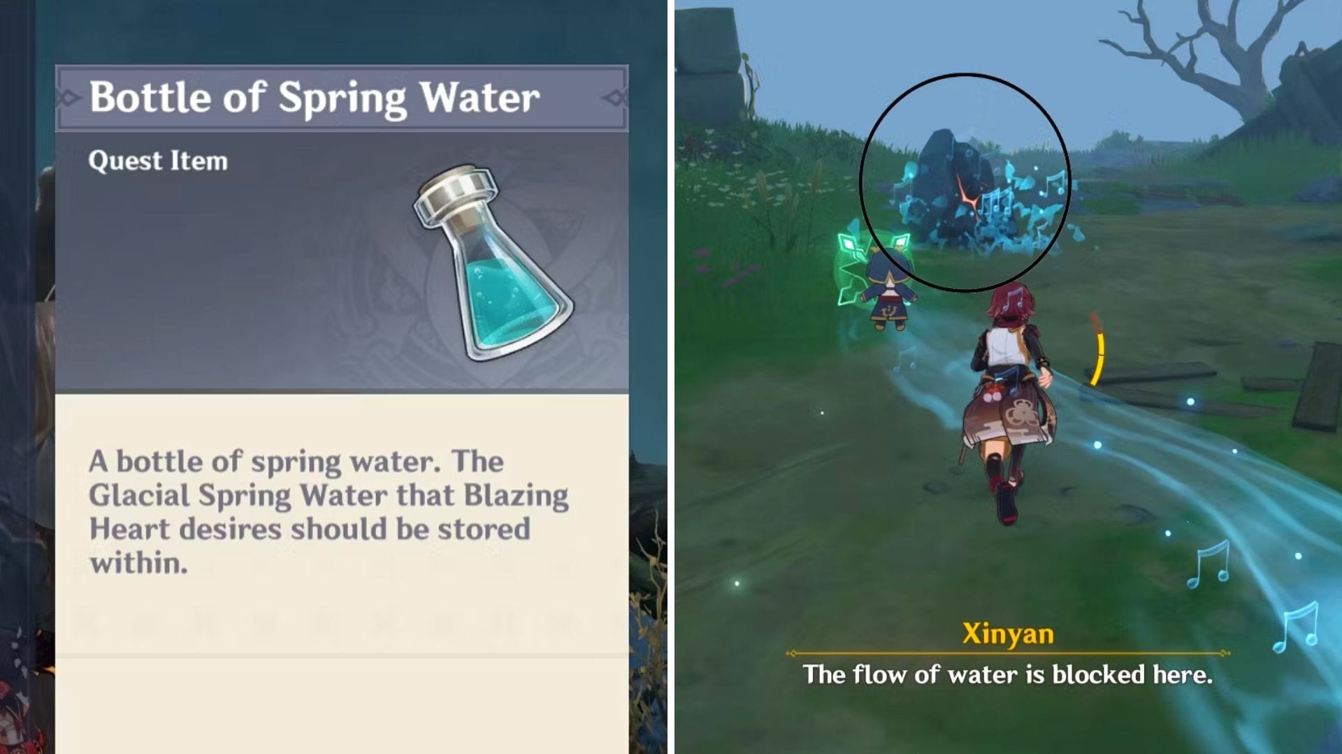 How to clear the water veins on the island in Genshin Impact