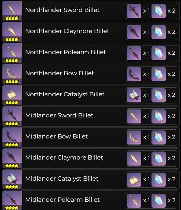 Genshin Impact Sumeru craftable weapon leaks: Stats, new billets, and ...