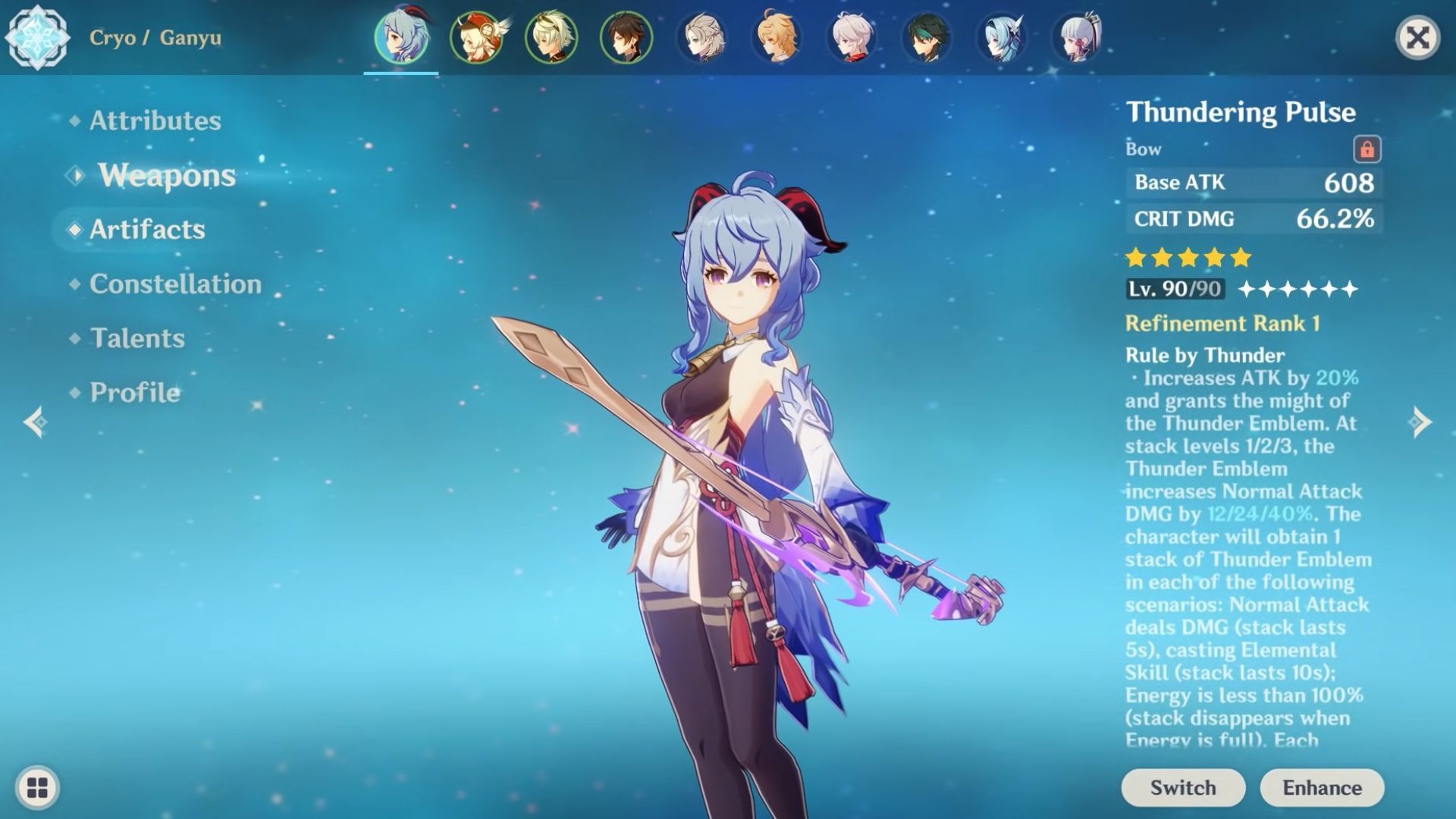 Best characters for Thundering Pulse and Summit Shaper in Genshin Impact