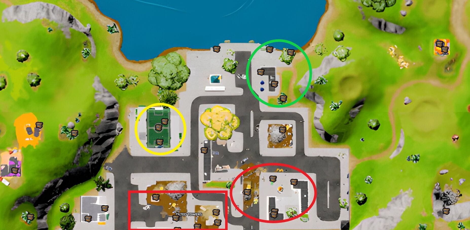 Fortnite: How to open chests at Tilted Towers in a single match