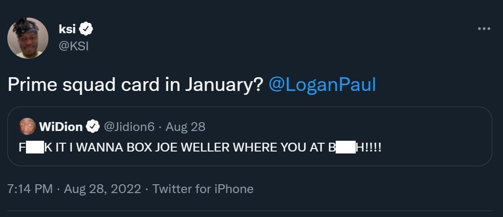“Prime squad card” - KSI teases a possible event with Logan Paul in January