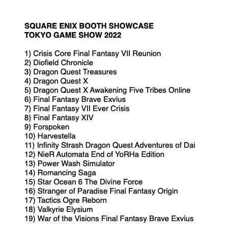 Square Enix Tokyo Game Show 2022 lineup revealed: Final Fantasy XVI ...