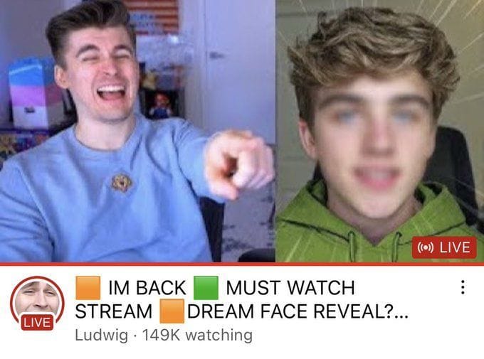 Ludwig breaks personal viewership record while reacting to Dream’s face ...