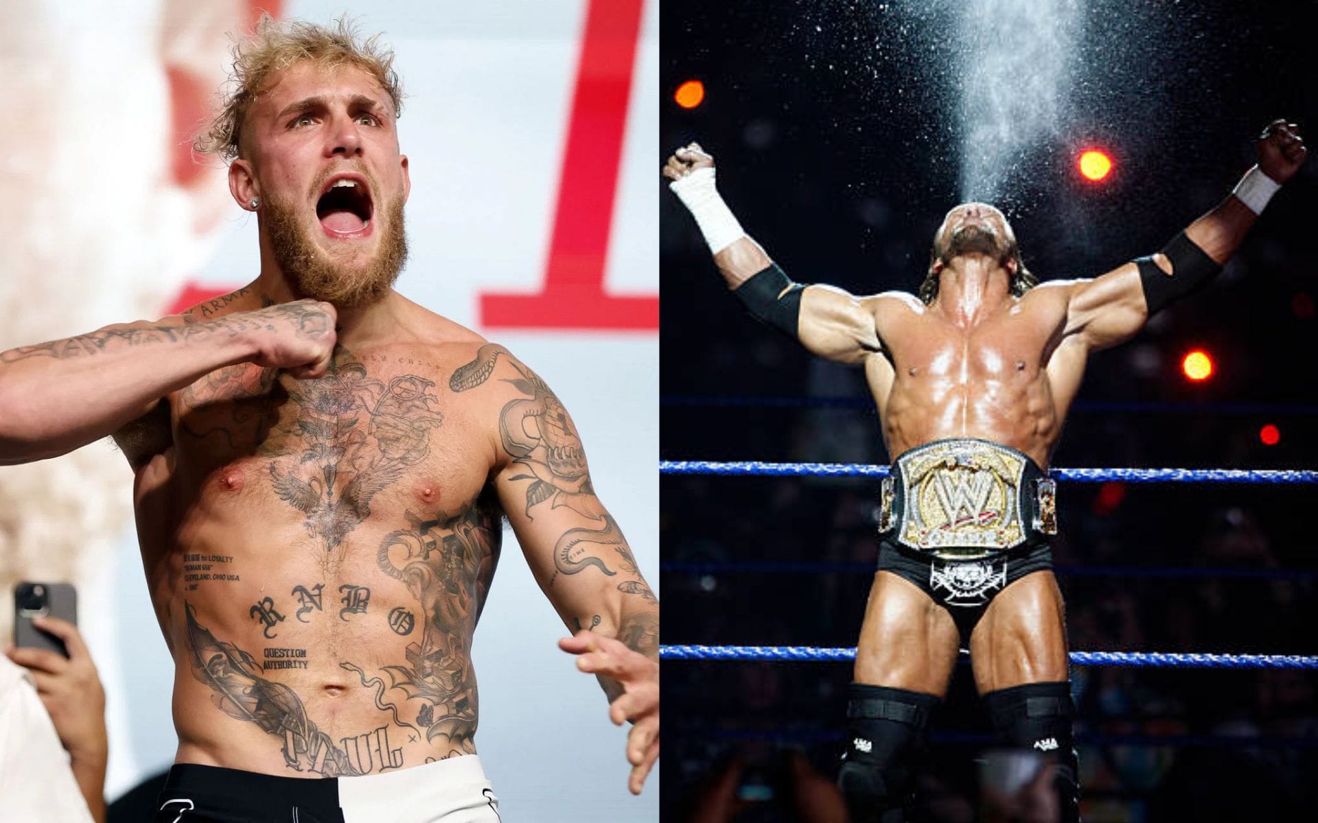 VIDEO: Jake Paul copies Triple H's signature move on weighing scale ...