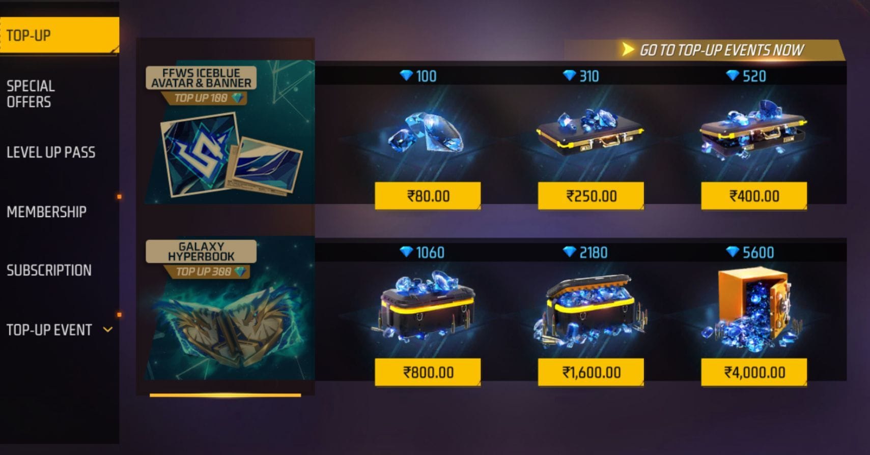How to purchase Free Fire MAX diamonds to get free Galaxy Hyperbook