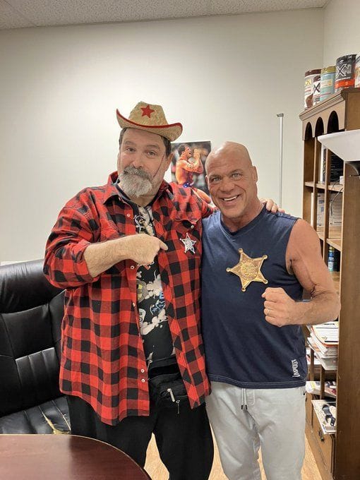 Former WWE hardcore legend appears together with Kurt Angle ahead of ...