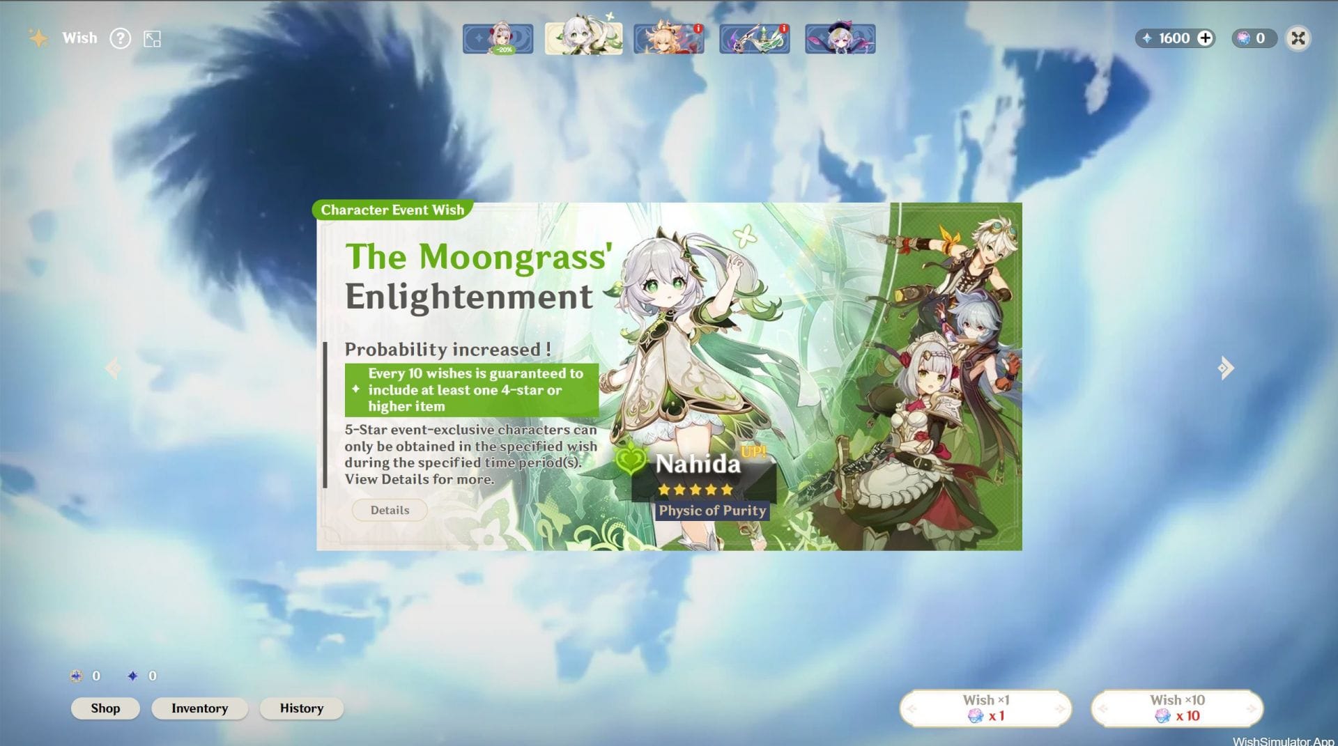 Genshin Impact wish simulator for Nahida banner: How to wish unlimited ...