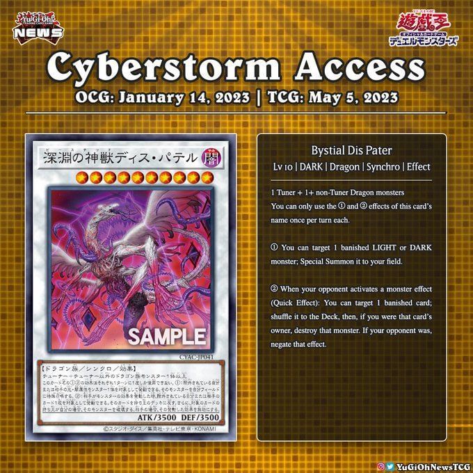 Bystial Dis Pater set to feature in Yu-Gi-Oh!'s upcoming set Cyberstorm Access