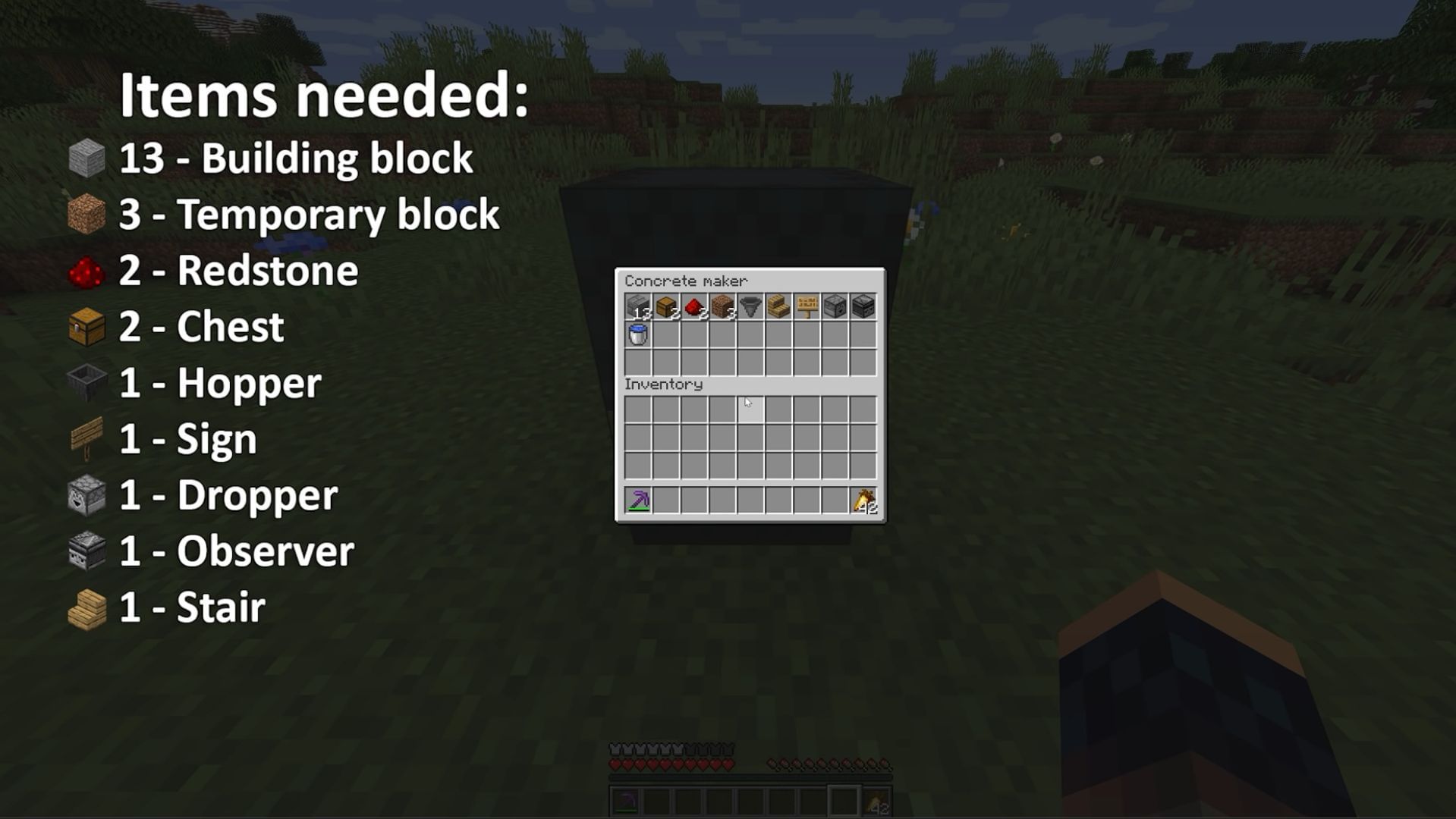 How to build automatic concrete maker in Minecraft