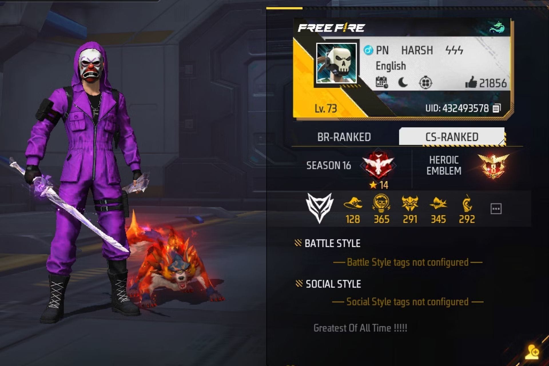 Pro Nation (Harsh Choudhary) की Free Fire Max ID, स्टैट्स, K/D रेश्यो ...
