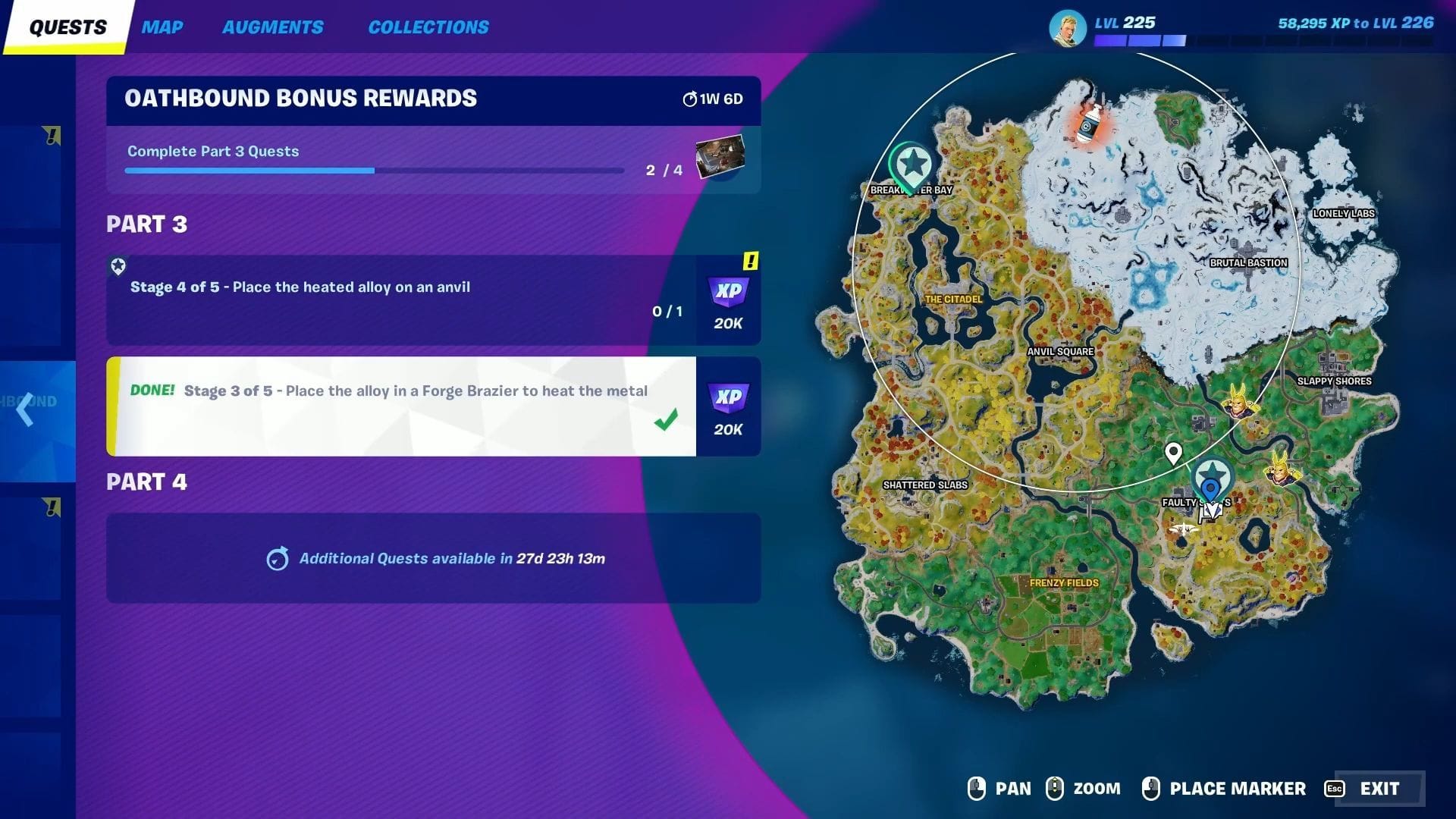 How to place the alloy in a Forge Brazier to heat the metal in Fortnite