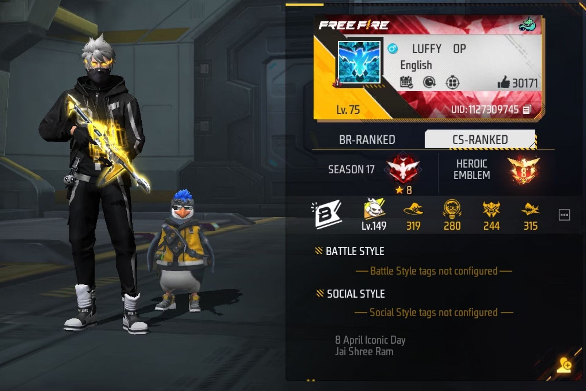 Luffy OP (Akshay Bhatt) की Free Fire Max ID, स्टैट्स, K/D रेश्यो और ...