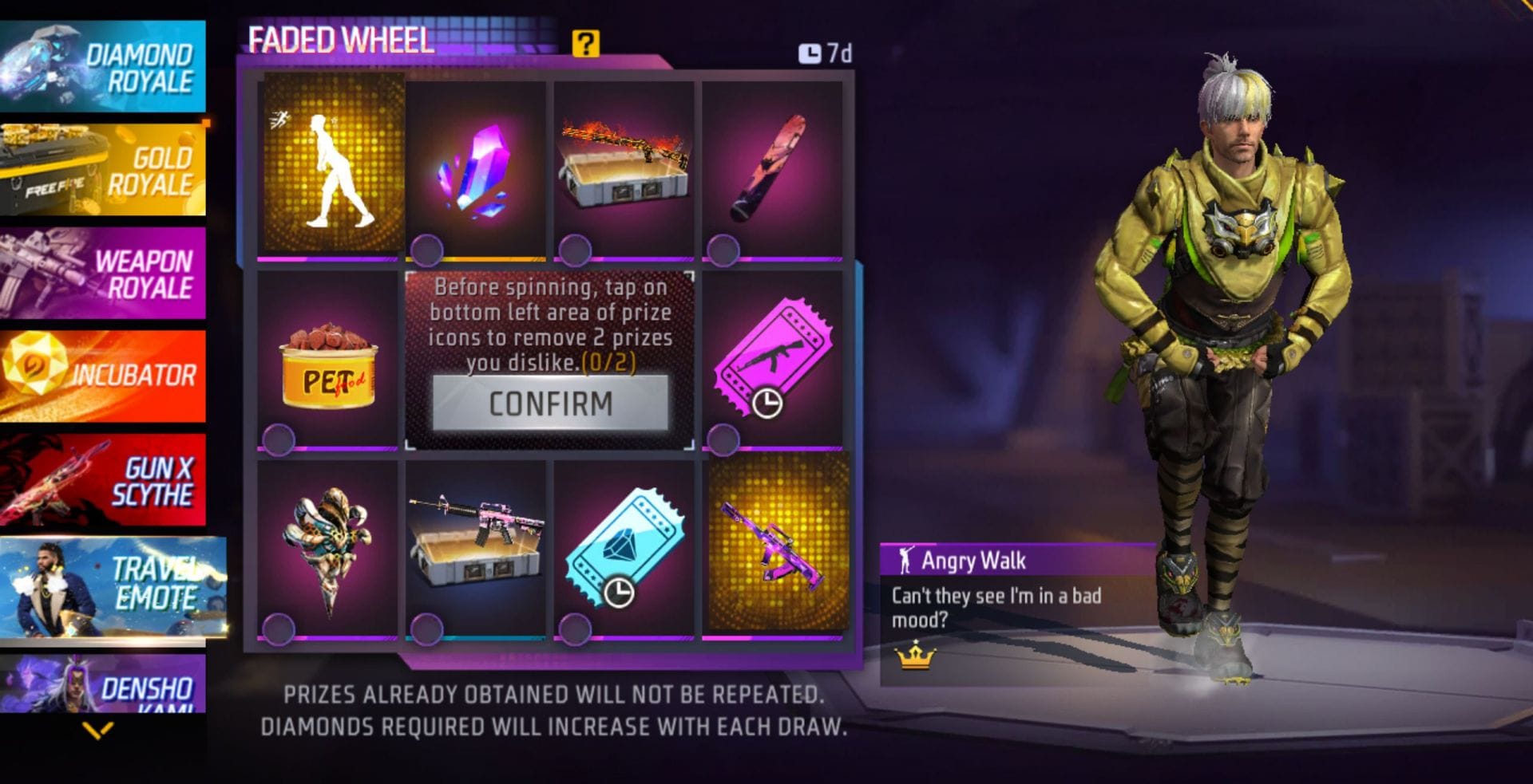 How to get Angry Walk emote and Groza gun skin from Free Fire MAX Faded ...