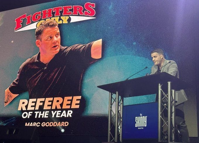 UFC referee Marc Goddard reacts to viral teacher vs. student fight